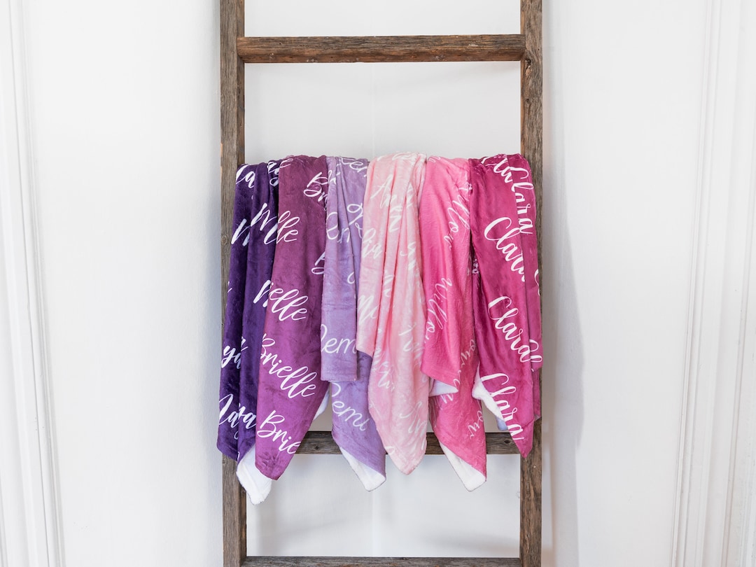 Trendy Kids Name Blanket - Pinks and Purples, Personalized Child's Soft ...