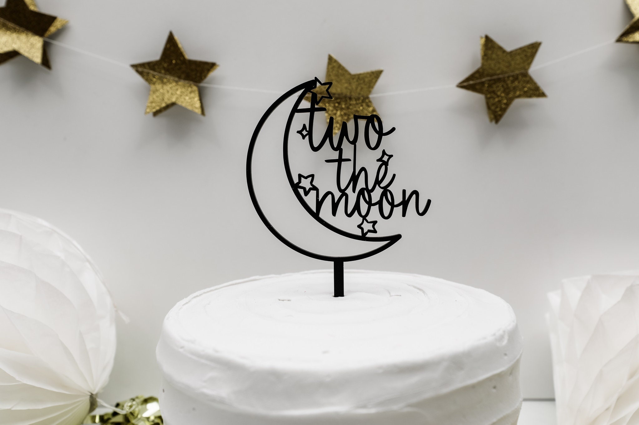 Two the Moon Cake Topper Second Birthday Cake Topper to the - Etsy