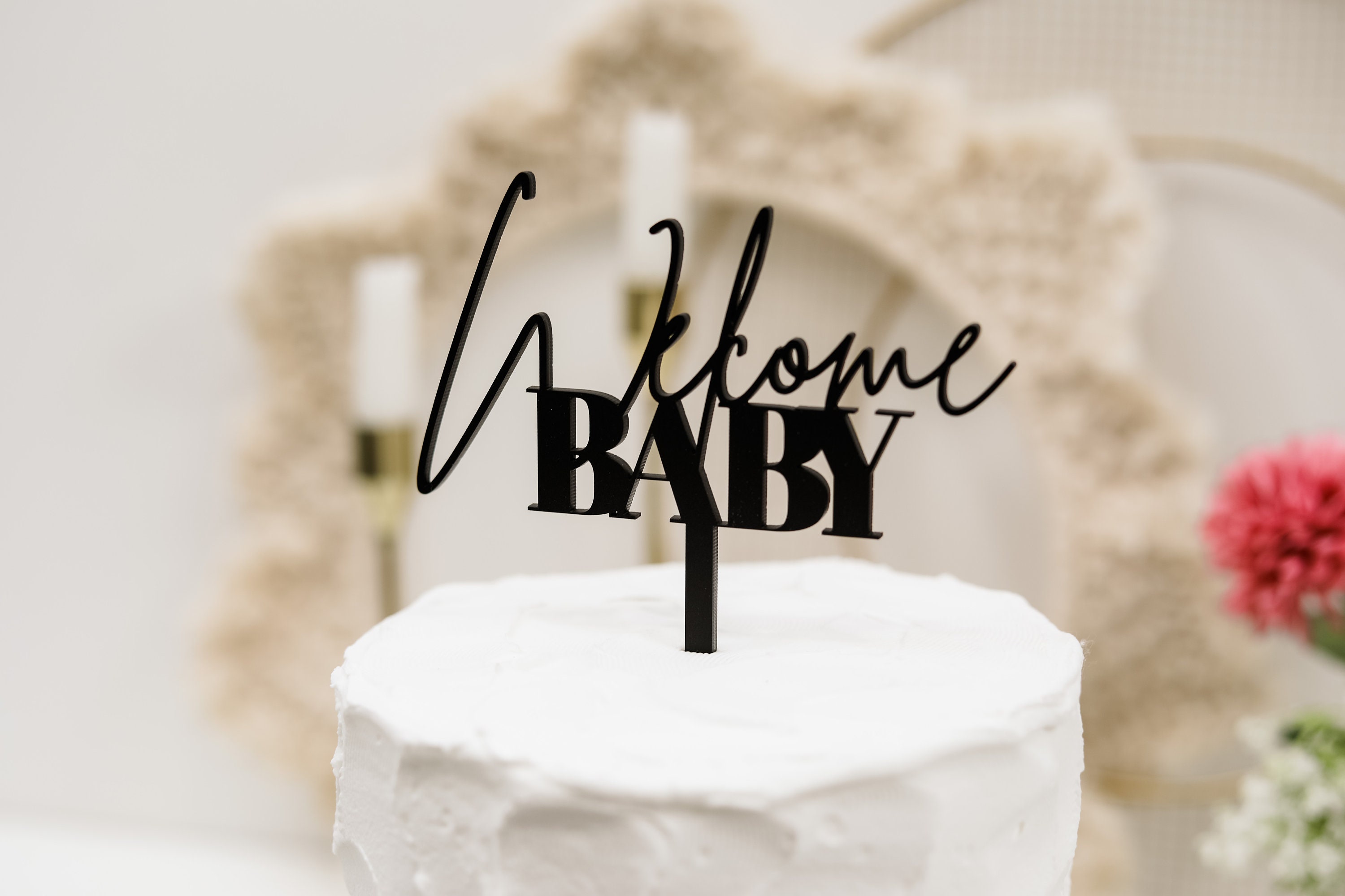 Welcome Baby Cake Topper, Baby Shower Cake Topper, Pregnancy Reveal ...
