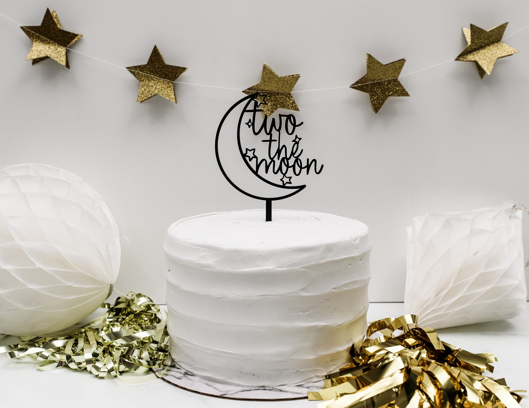 Two the Moon Cake Topper Second Birthday Cake Topper to the - Etsy