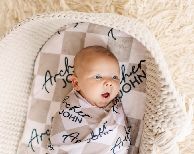 Checkered Blanket - Personalized Minky Blanket - Preppy Smiley Face ...
