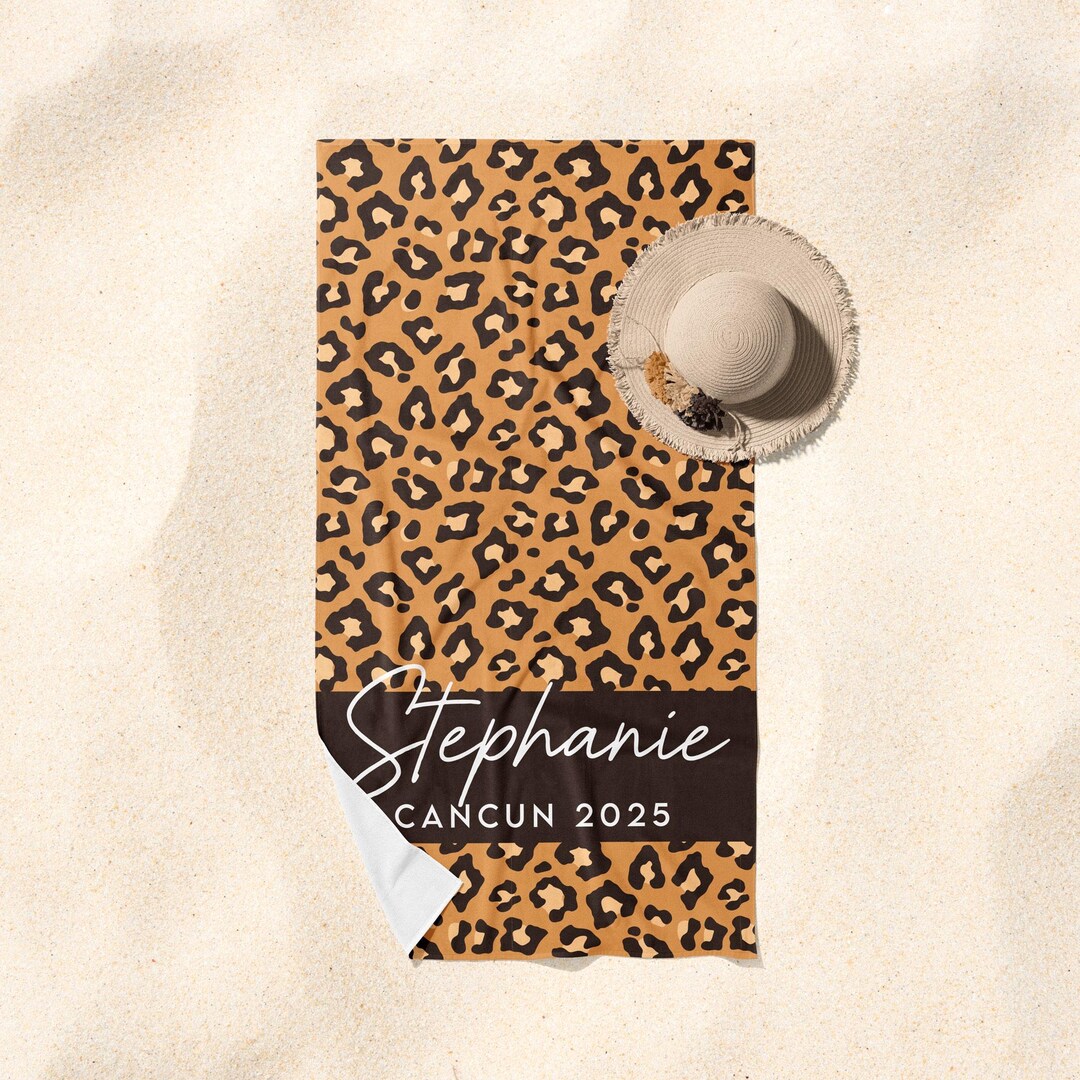 Cheetah Print Towel, Personalized Towel, Animal Print Beach Towel ...