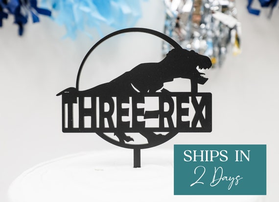 Dinosaur Cake Topper Three Rex Dinosaur Party T-rex Cake - Etsy