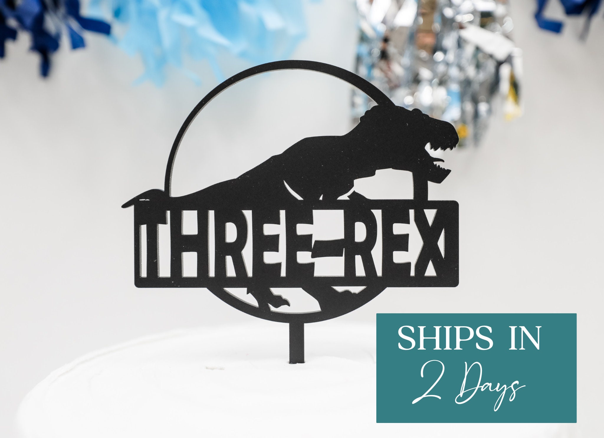 Dinosaur Cake Topper Three Rex Dinosaur Party T-rex Cake - Etsy