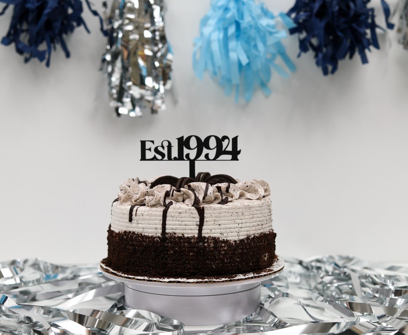 Custom Established Cake Topper, Birth Year Cake Topper, Custom Cake ...