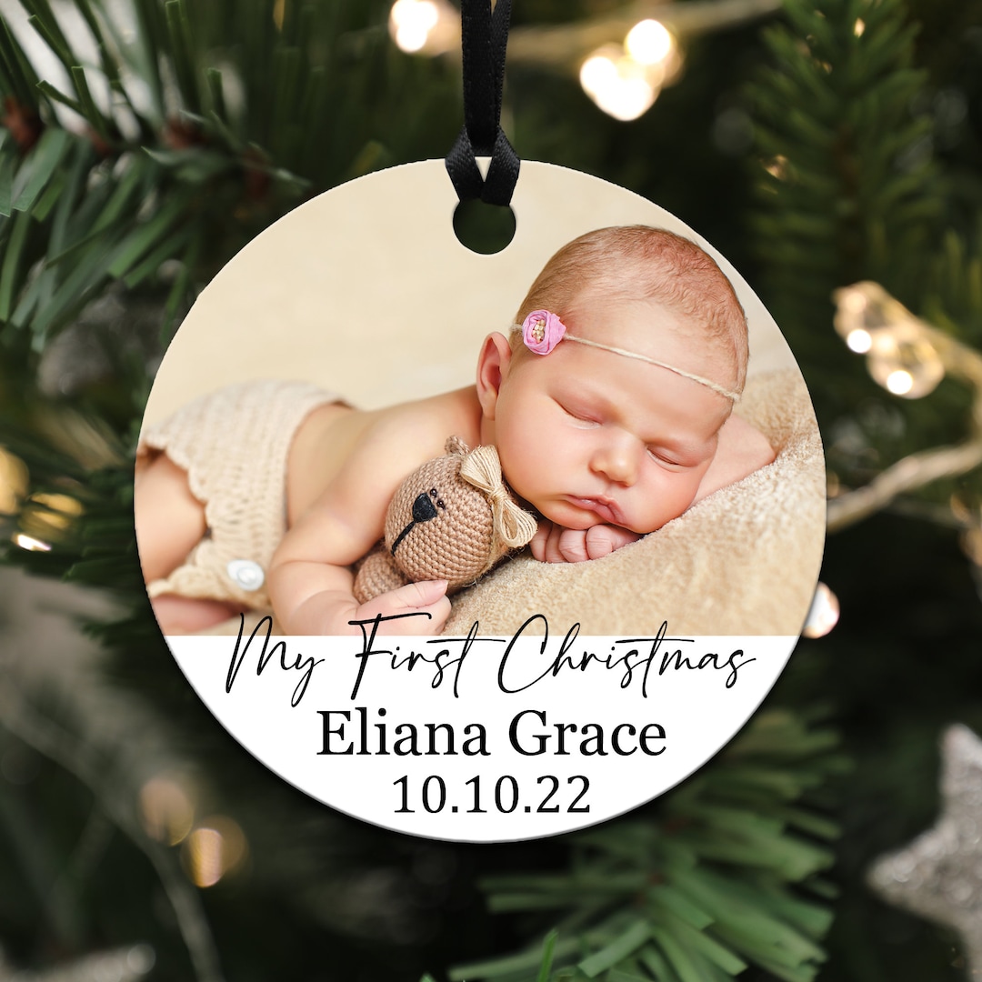 Custom Baby's First Christmas Ornament, First Christmas, Picture Ornament, Personalized First ...