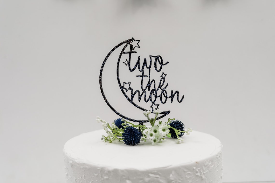 Two the Moon Cake Topper Second Birthday Cake Topper to the - Etsy
