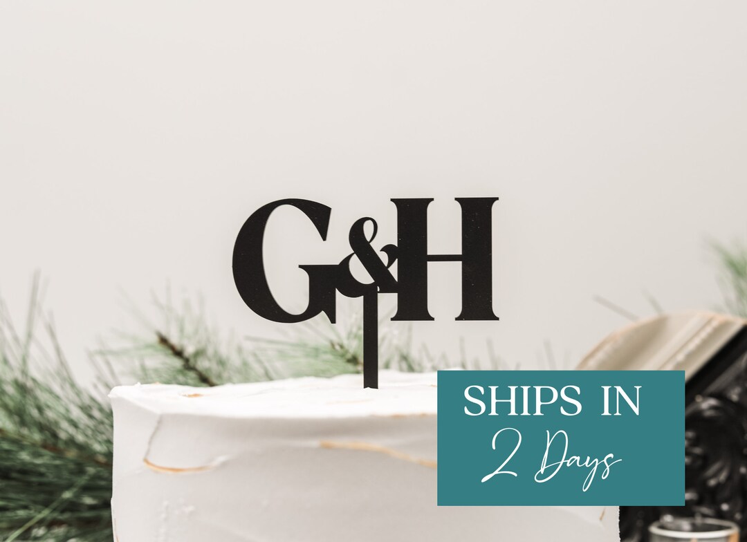 Custom Initials Monogram Cake Topper, Personalized Wedding Cake Topper ...