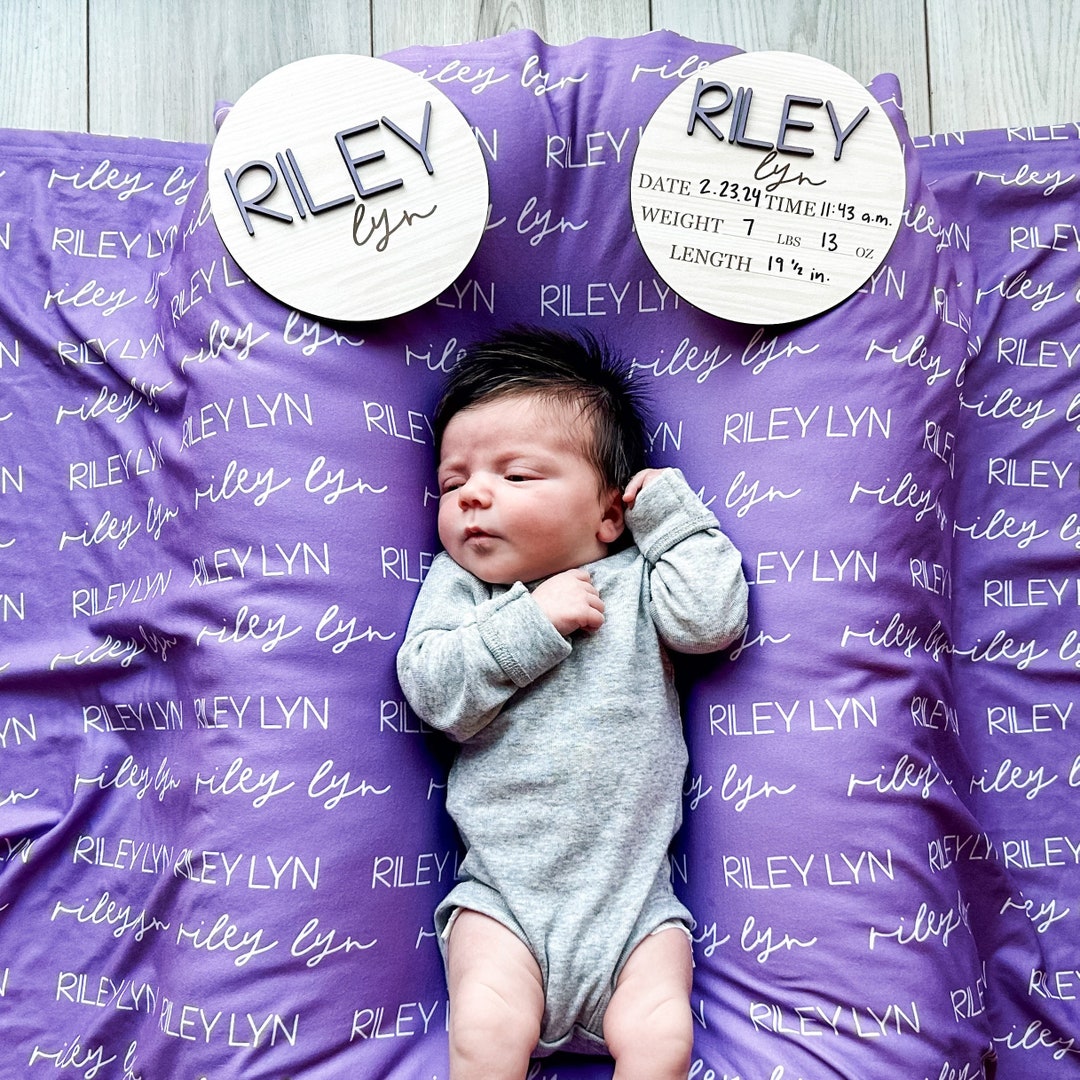Baby Name Swaddle, Swaddle and 3D Birth Stat, Baby Name Announcement ...
