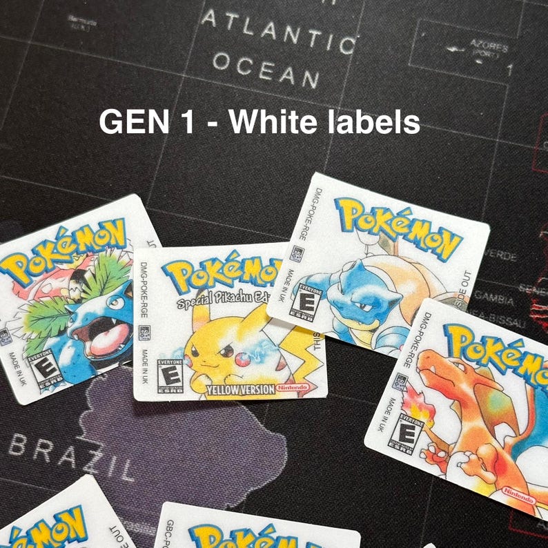 Pokémon GB & GBC Cart Replacement Custom Labels Colour Super ...