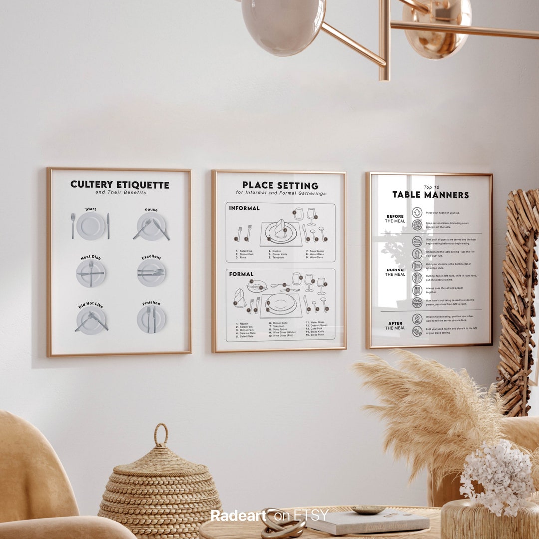 Table Manners Poster Set, Place Setting for Informal and Formal Meal ...
