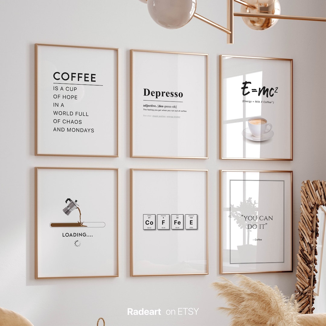 Coffee Wall Art, Coffee Print, Coffee Bar Gallery Wall Set of 6 Prints ...