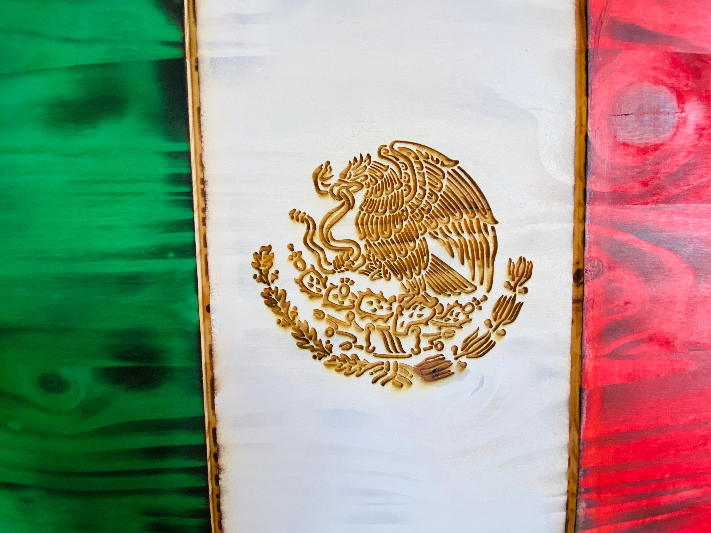 Mexican Rustic Flag, Rustic Wood Flag, Mexican Flag, 3D Carving, Mexico ...