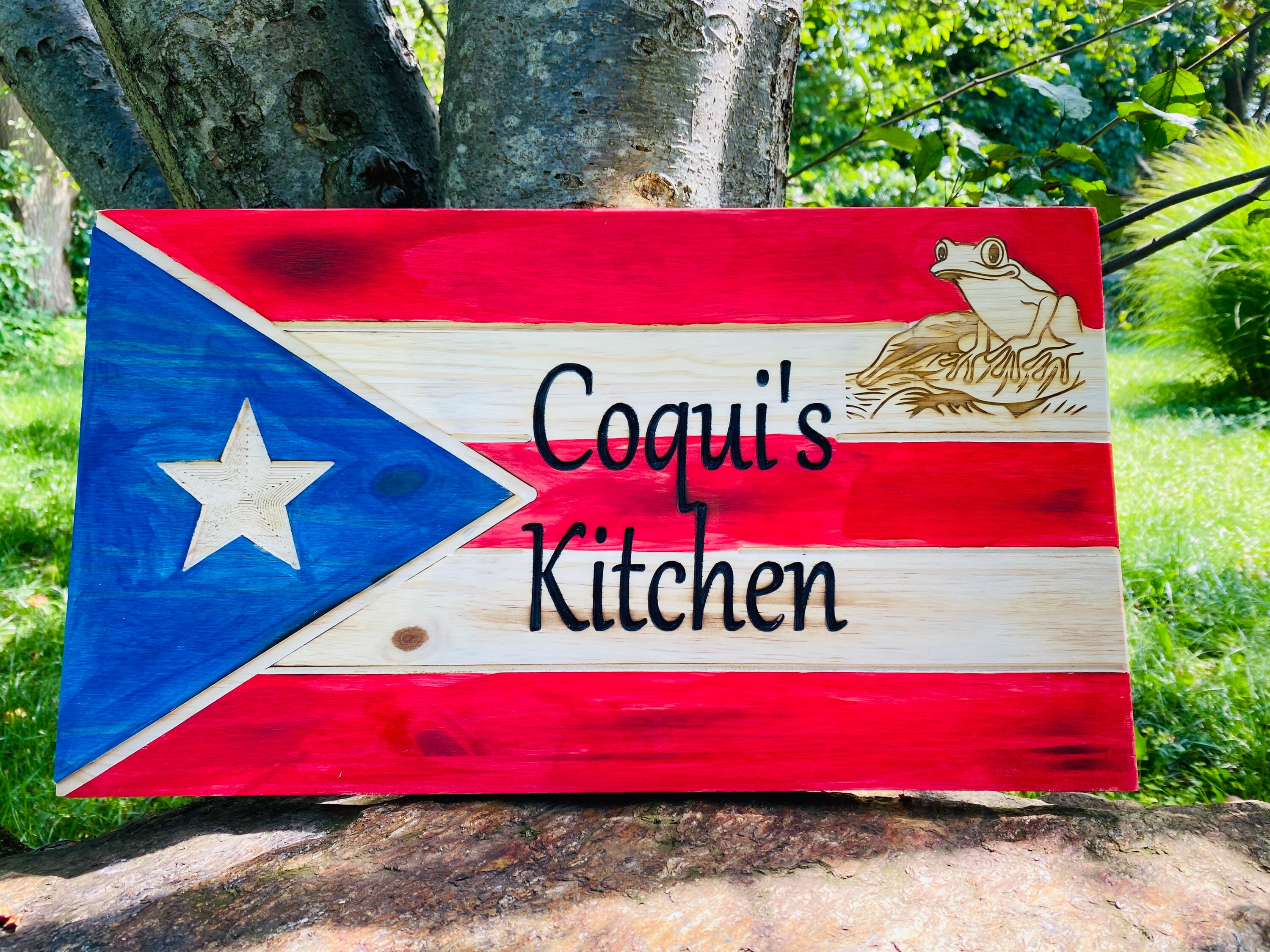 Coqui Puerto Rican Flag. Puerto Rico Carving 3D Sign - Etsy
