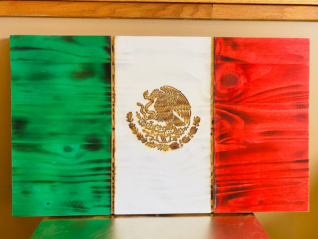 Mexican Rustic Flag, Rustic Wood Flag, Mexican Flag, 3D Carving, Mexico ...
