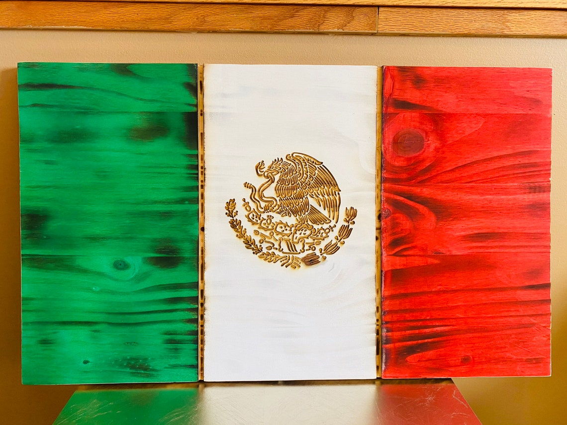 Mexican Rustic Flag, Rustic Wood Flag, Mexican Flag, 3D Carving, Mexico ...
