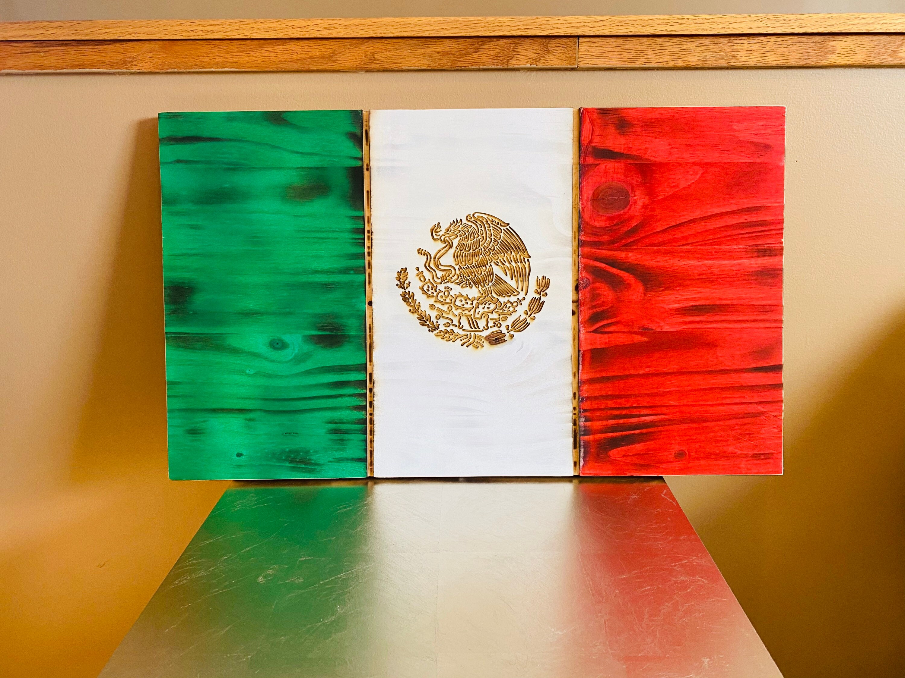 Mexican Rustic Flag, Rustic Wood Flag, Mexican Flag, 3D Carving, Mexico ...