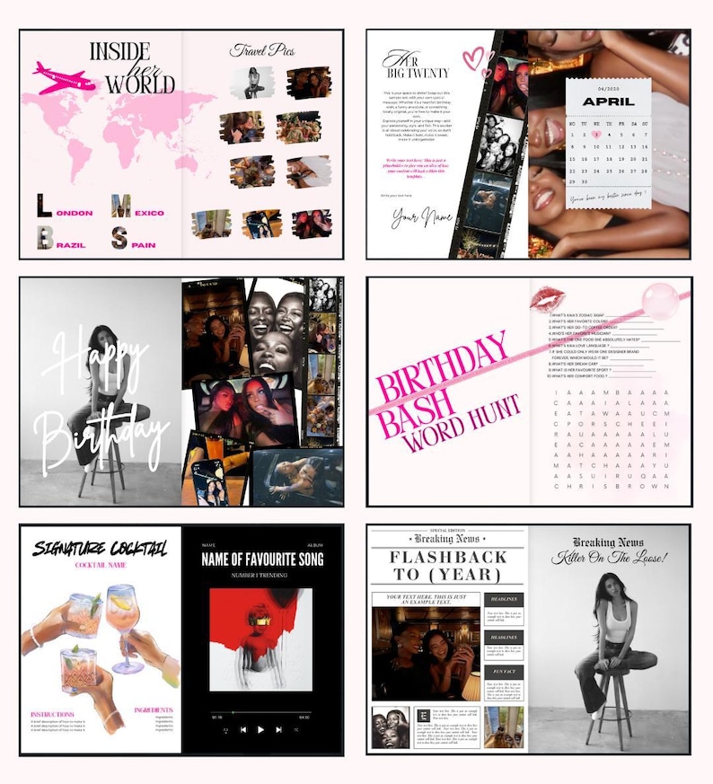 Birthday Magazine Template for Her | Editable Canva Gift | Personalized ...