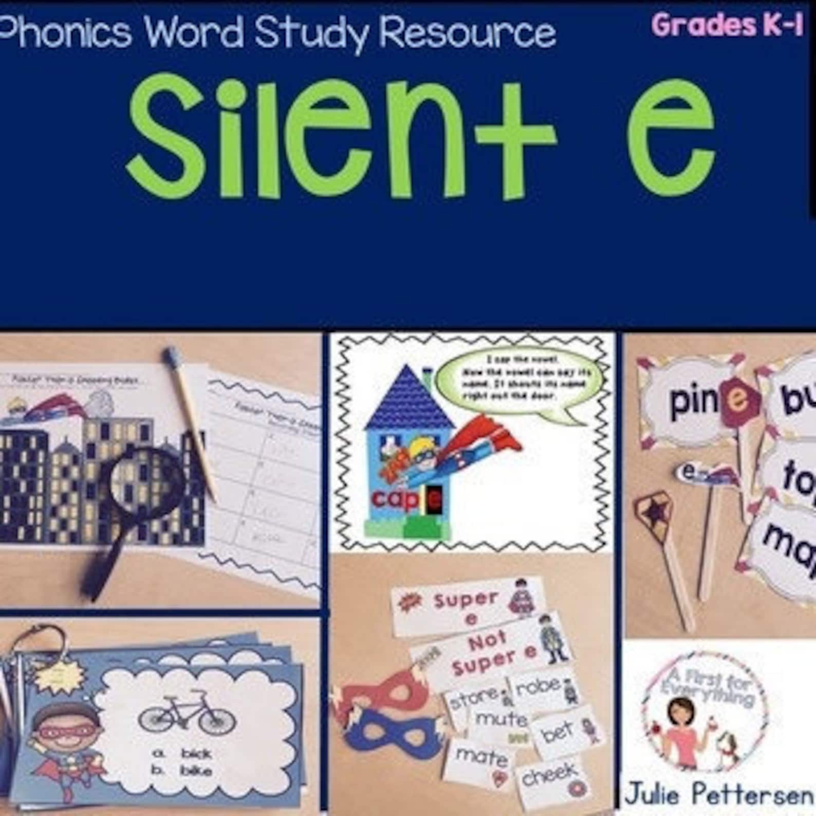 Silent E for Grades One and Kindergarten.phonics Word Study Resource ...