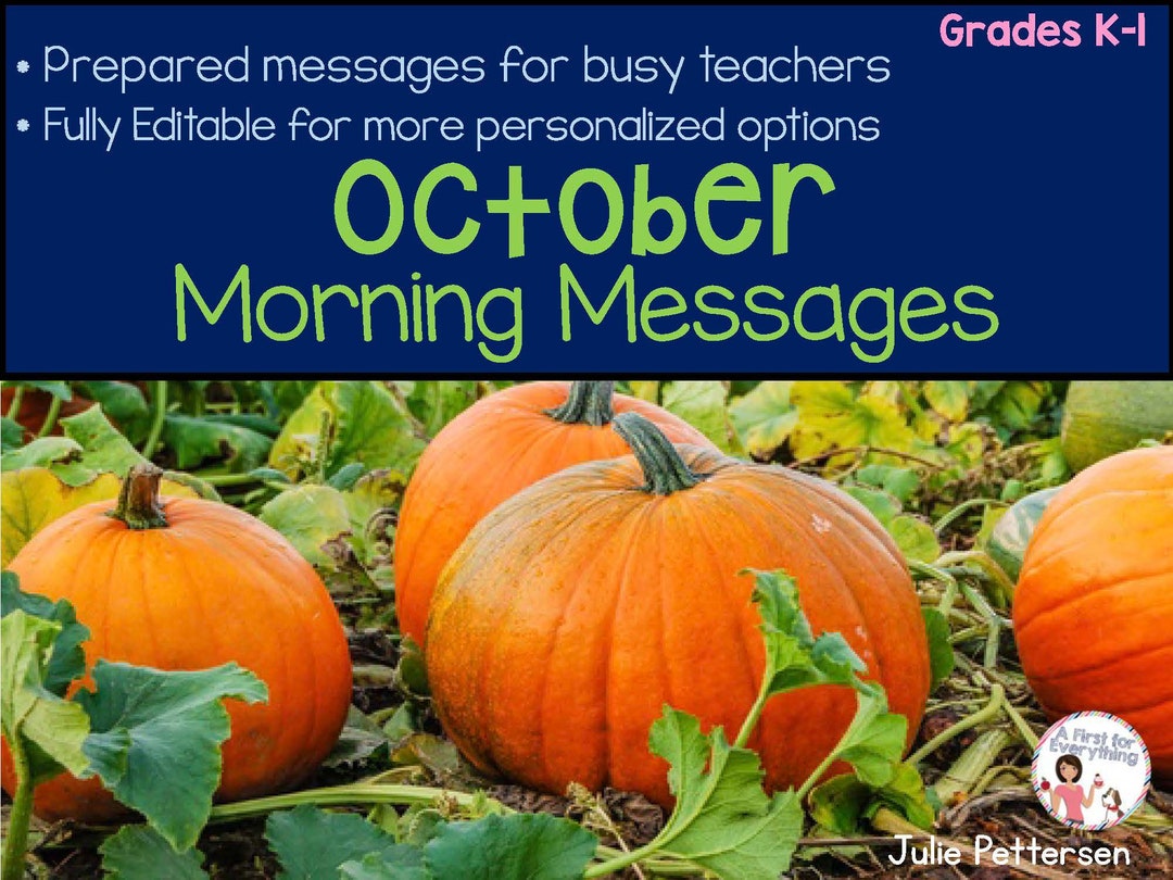 Projectable and Editable October Morning Messages for the Smartboard or ...