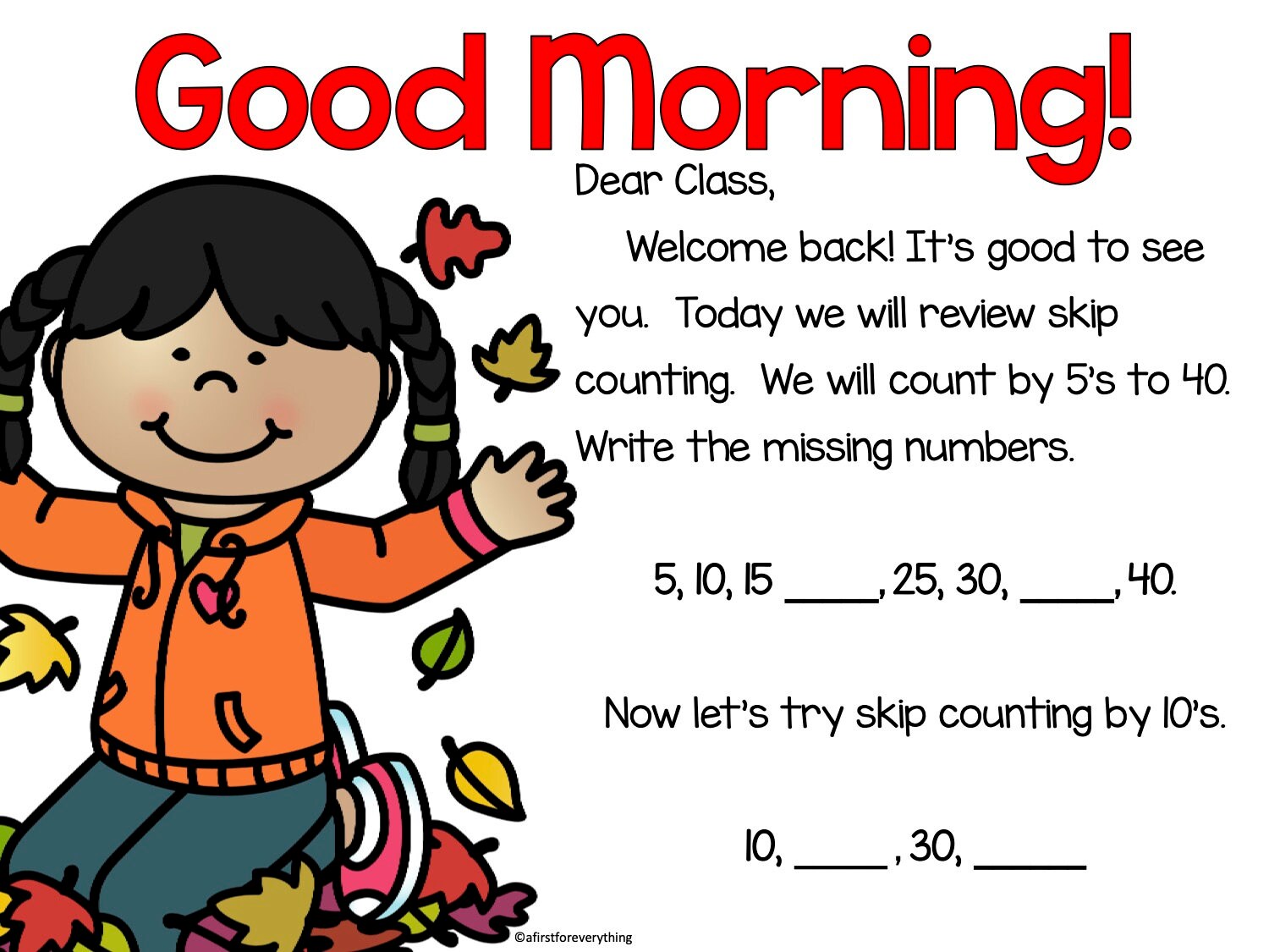 Projectable and Editable September Morning Messages for the Smartboard ...