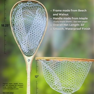 Wood Fishing Net With Customization Options Fly Fishing - Etsy