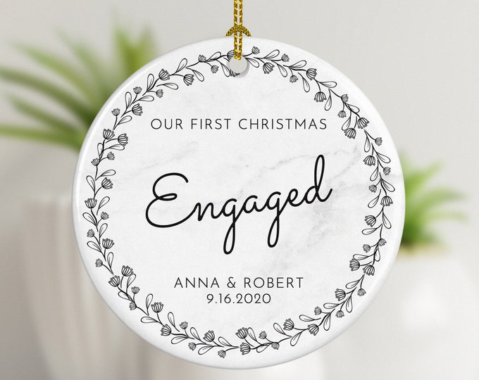 First Christmas Engaged Ornament Personalized Just Engaged - Etsy