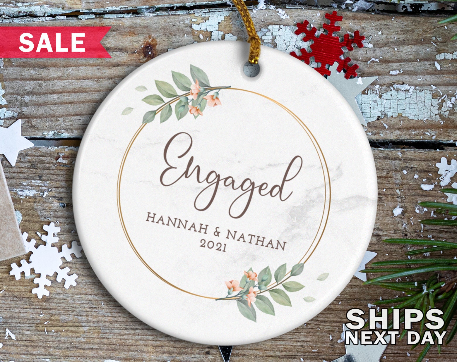 First Christmas Engaged Ornament Personalized Just Engaged - Etsy