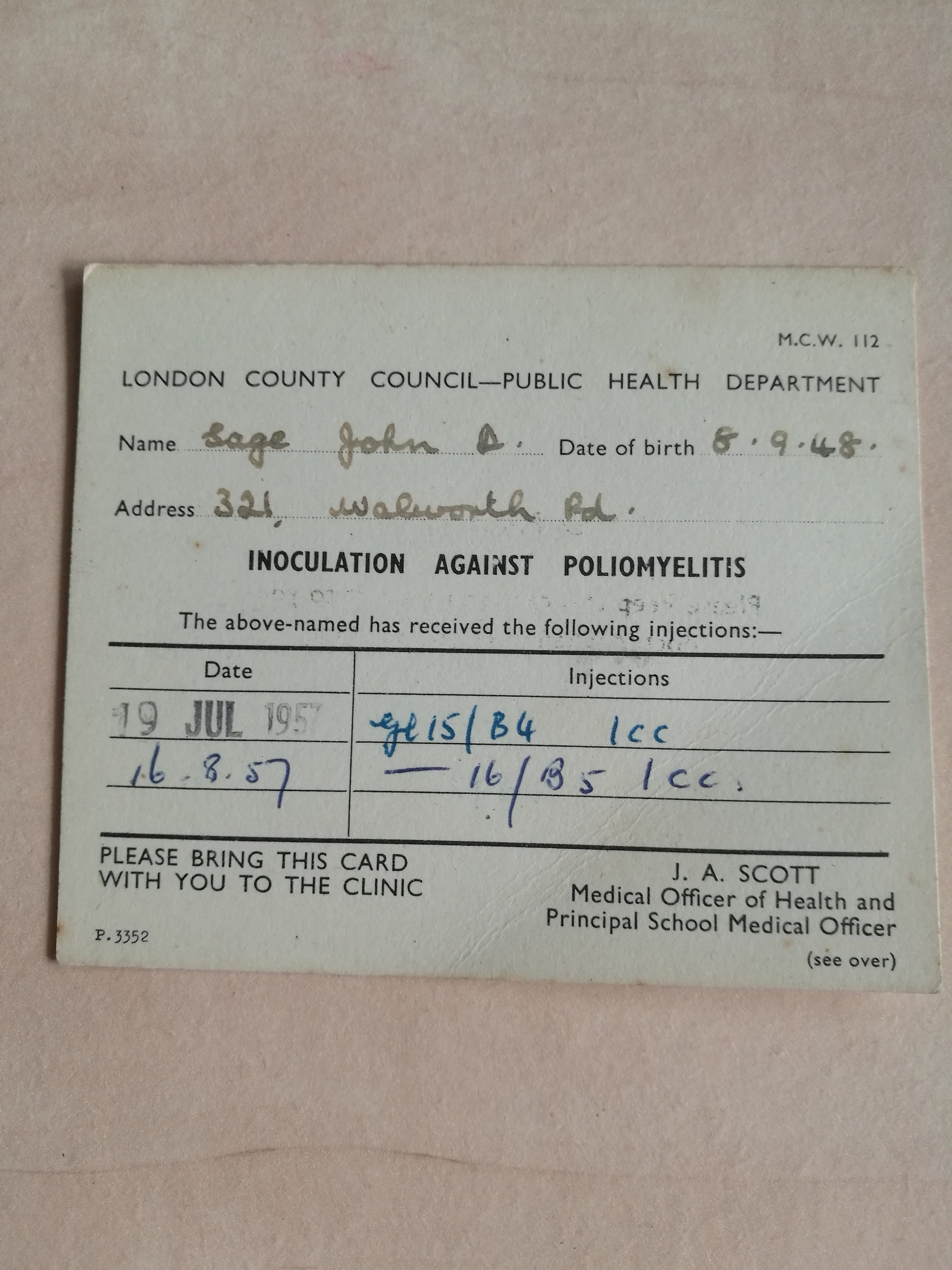 Vintage Immunisation Cards, 1950s Collectible Medical Ephemera for ...