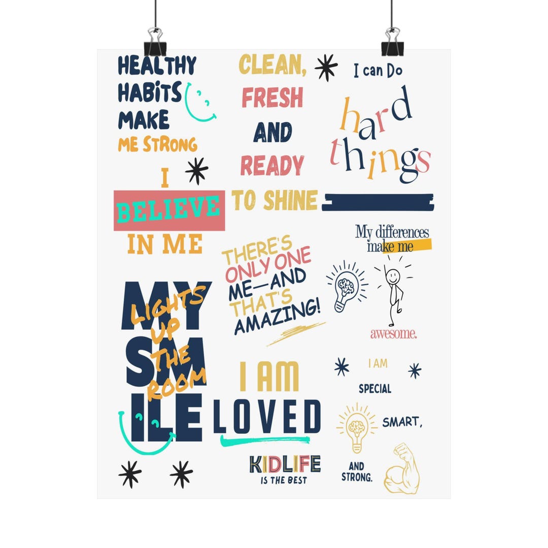 Vertical Posters, KIDLIFE Affirmation Collection Motivational Wall Art ...