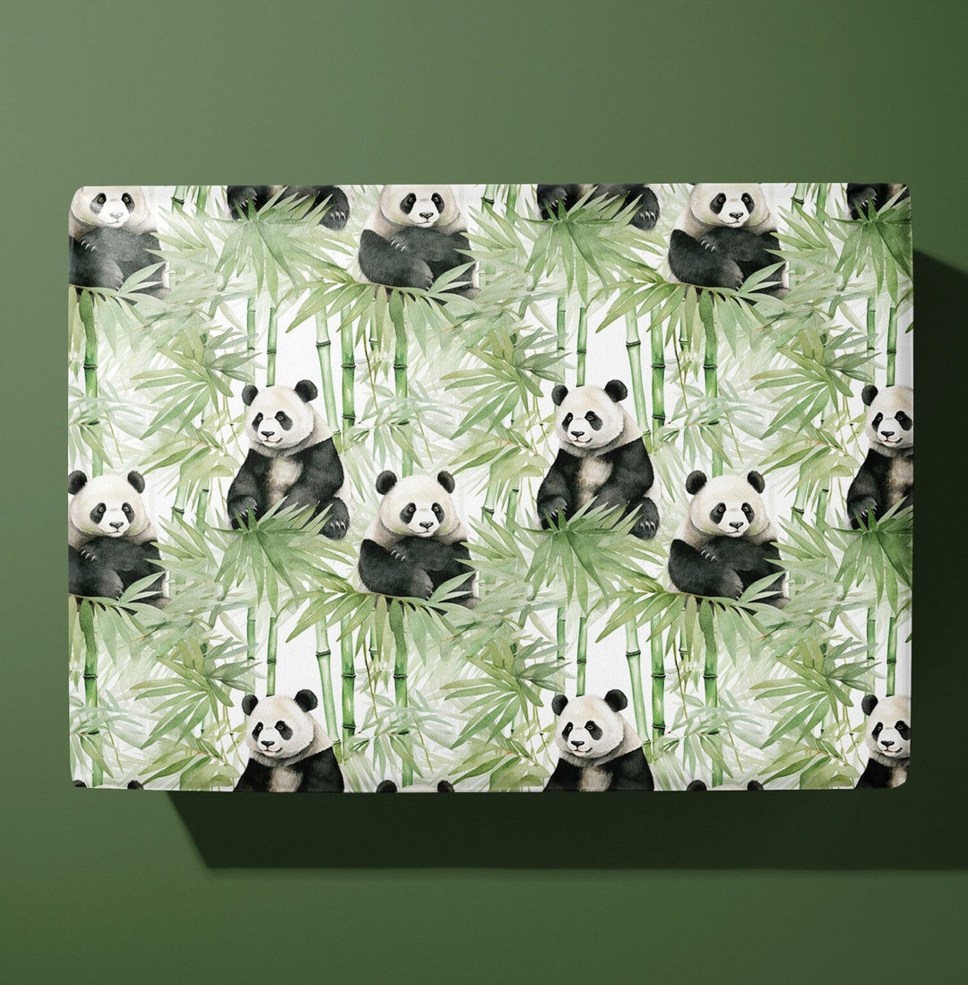 Panda & Bamboo Wrapping Paper - Hand Made - Peaceful Pattern - Ideal ...