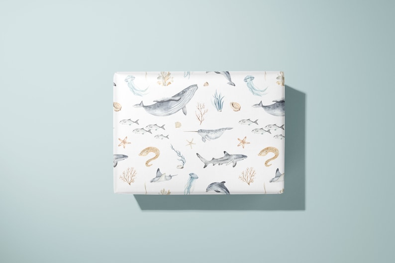 Whale and Sea Creatures Wrapping Paper / Gift Wrap | Etsy