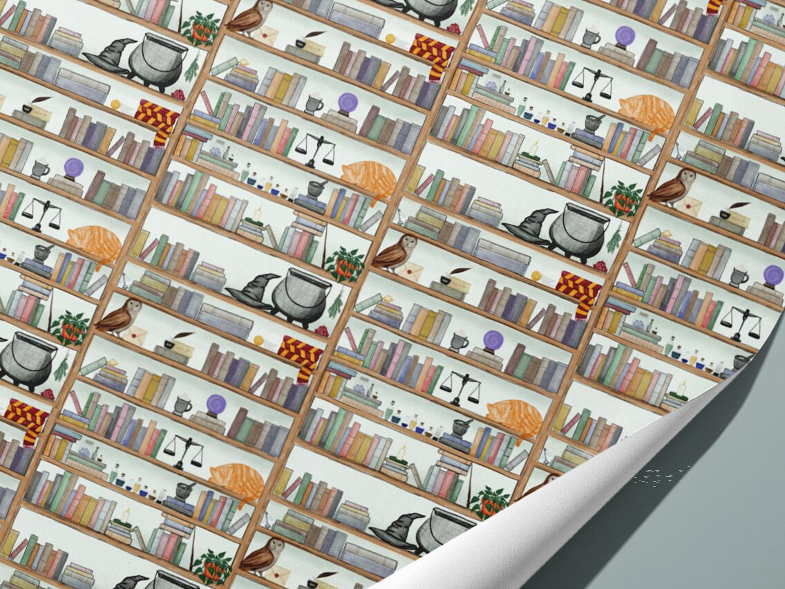 Wizard Bookcase Wrapping Paper / Gift Wrap - Etsy