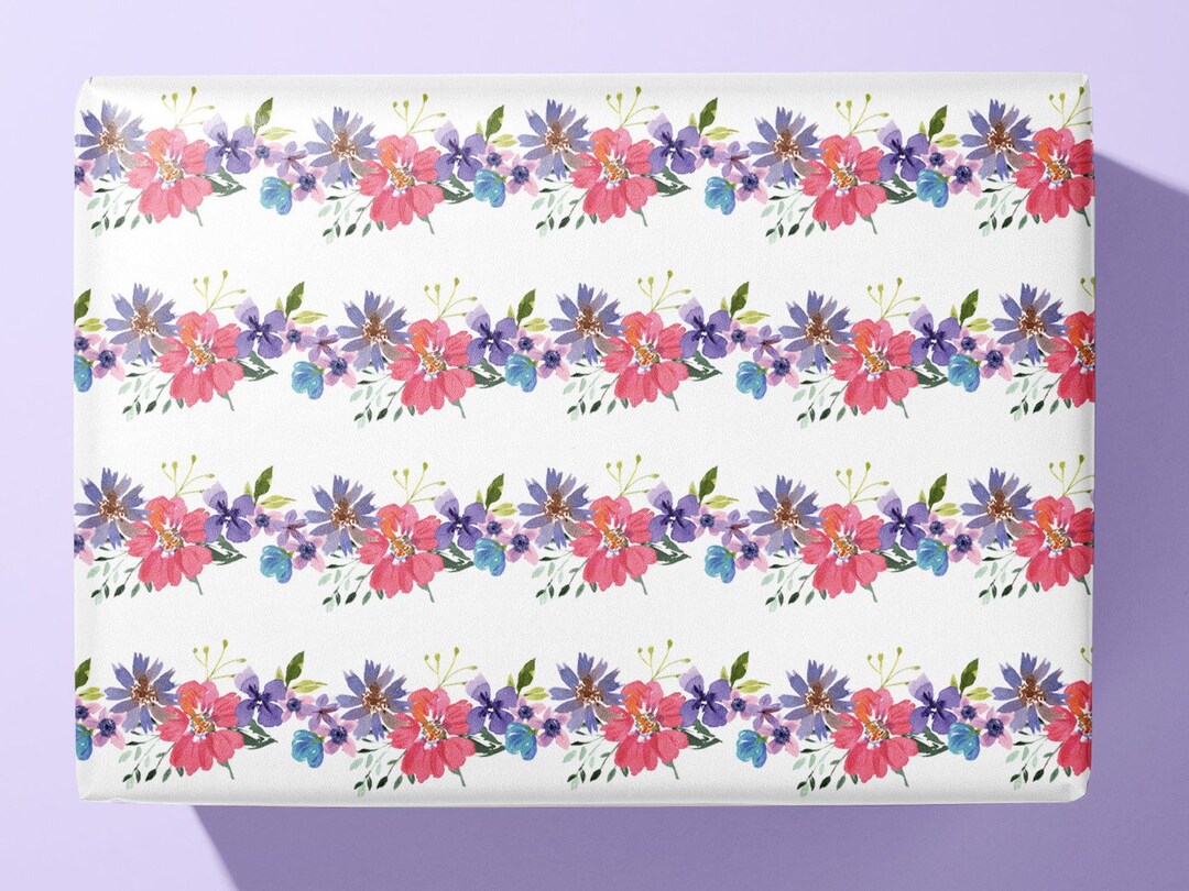 Floral Stripes Wrapping Paper / Gift Wrap Flower Pattern Birthdays and ...
