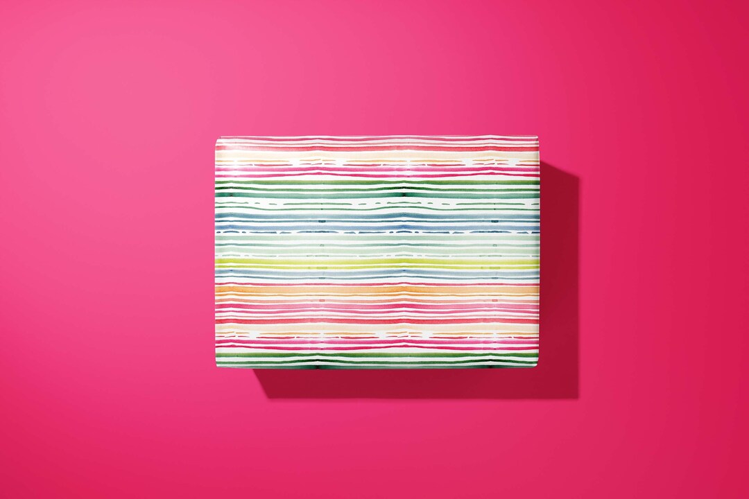 Funky Watercolour Stripy Wrapping Paper - Birthday for Kids or Adults ...