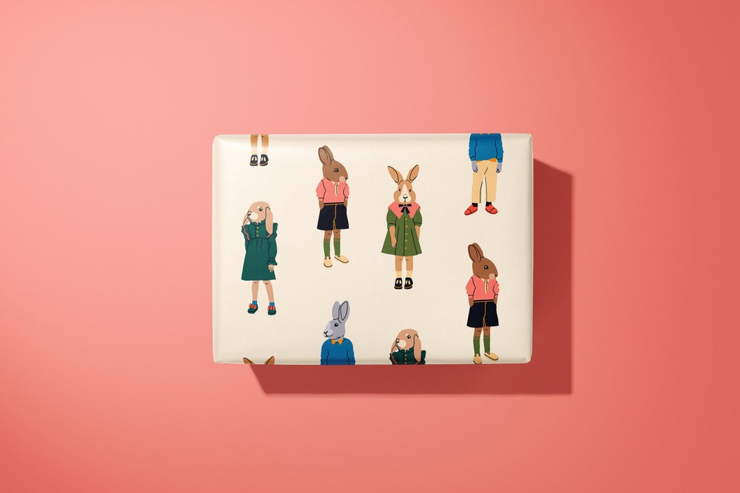 Cute Rabbit People Wrapping Paper / Gift Wrap | Bunny Gifts - Birthday ...