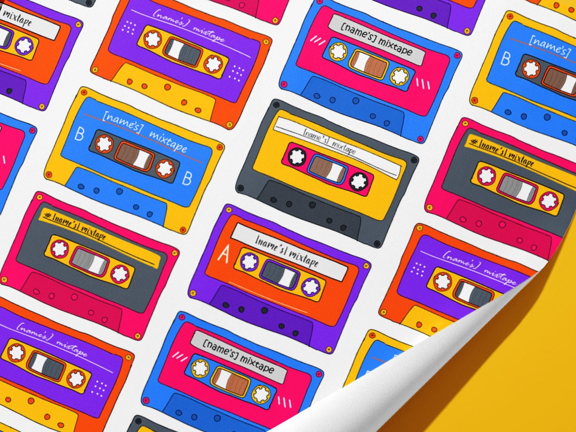 Personalised Retro Mixtape Wrapping Paper Funky Cassette - Etsy