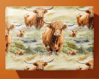 Highland Cow Wrapping Paper Highland Cow Giftware - Etsy