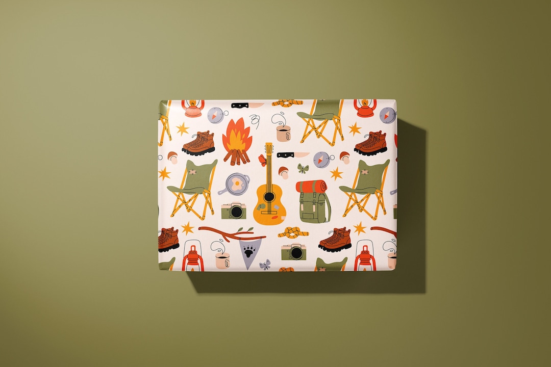 Camping Wrapping Paper - for Lovers of the Outdoors - Ideal Gift - Etsy