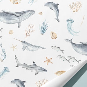 Whale and Sea Creatures Wrapping Paper / Gift Wrap - Ideal Gift - Etsy