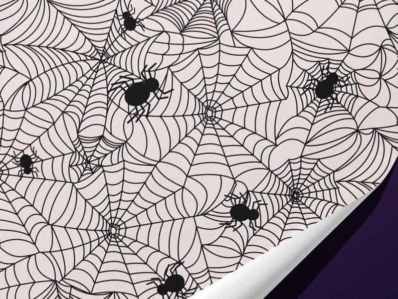 Hand Illustrated Spider Web Wrapping Paper - Halloween Gift Wrap - Etsy