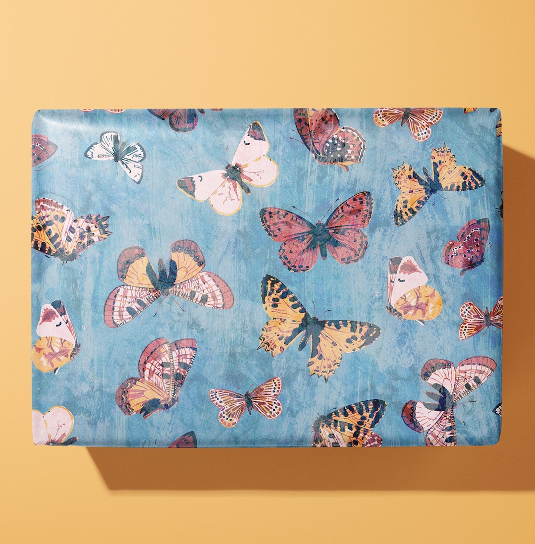 Vintage Butterfly Wrapping Paper / Girls Gift Wrap - Hand Made - Ideal ...