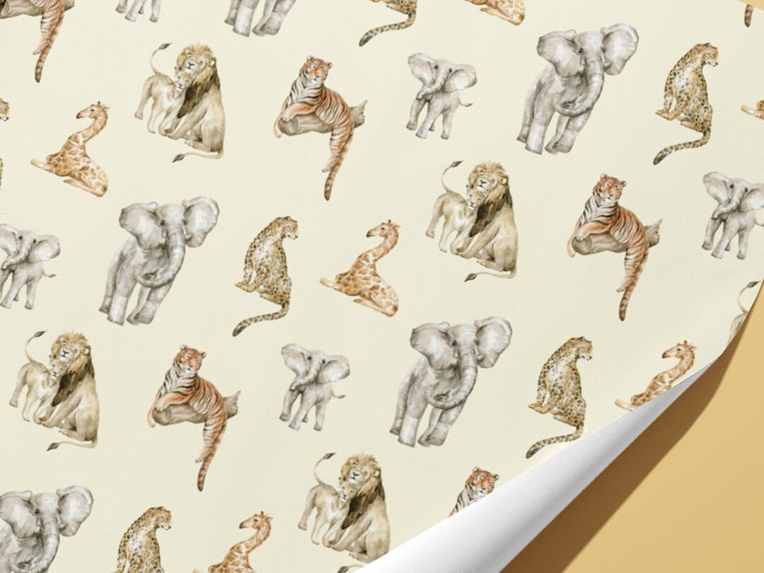 Safari Animals Wrapping Paper / Gift Wrap | for Birthdays and Other ...