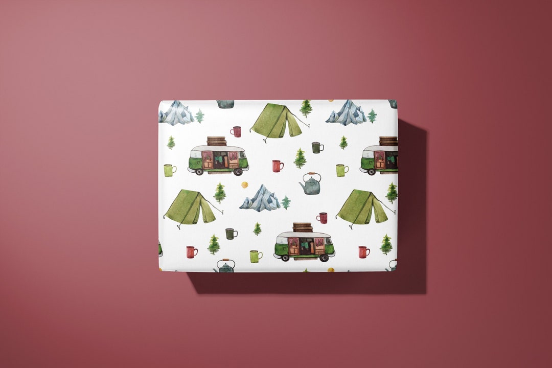 Camping Wrapping Paper - for Lovers of the Outdoors - Watercolour ...