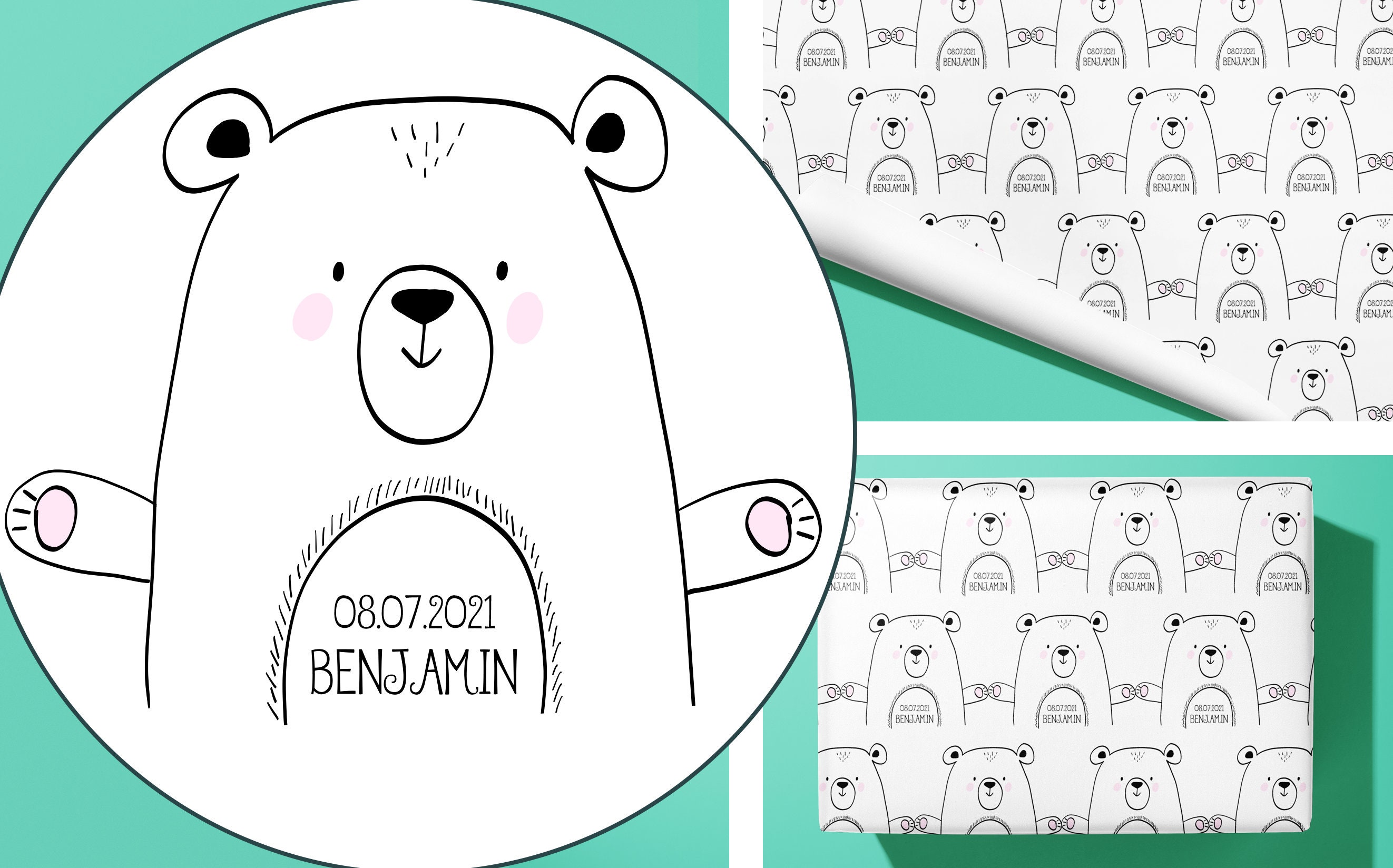 New baby Wrapping Paper Personalised Gift Wrap | Etsy