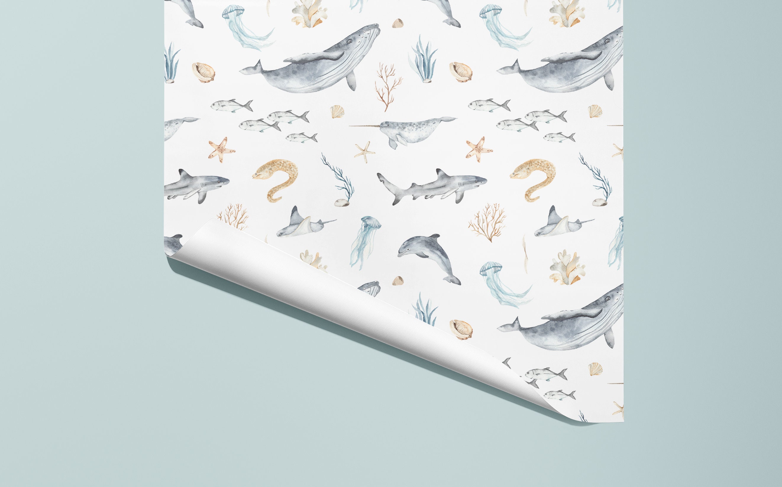 Whale and Sea Creatures Wrapping Paper / Gift Wrap - Etsy UK