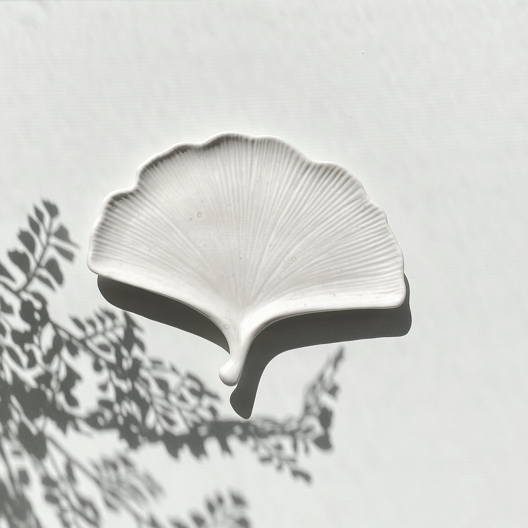 White Jesmonite Gingko Leaf Fan, Ring Dish, Key Holder, Home Decor ...