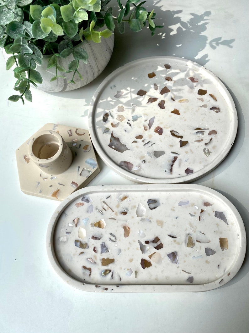 Seashell Terrazzo Tray Aesthetic Tray Minimalist Home Decor - Etsy