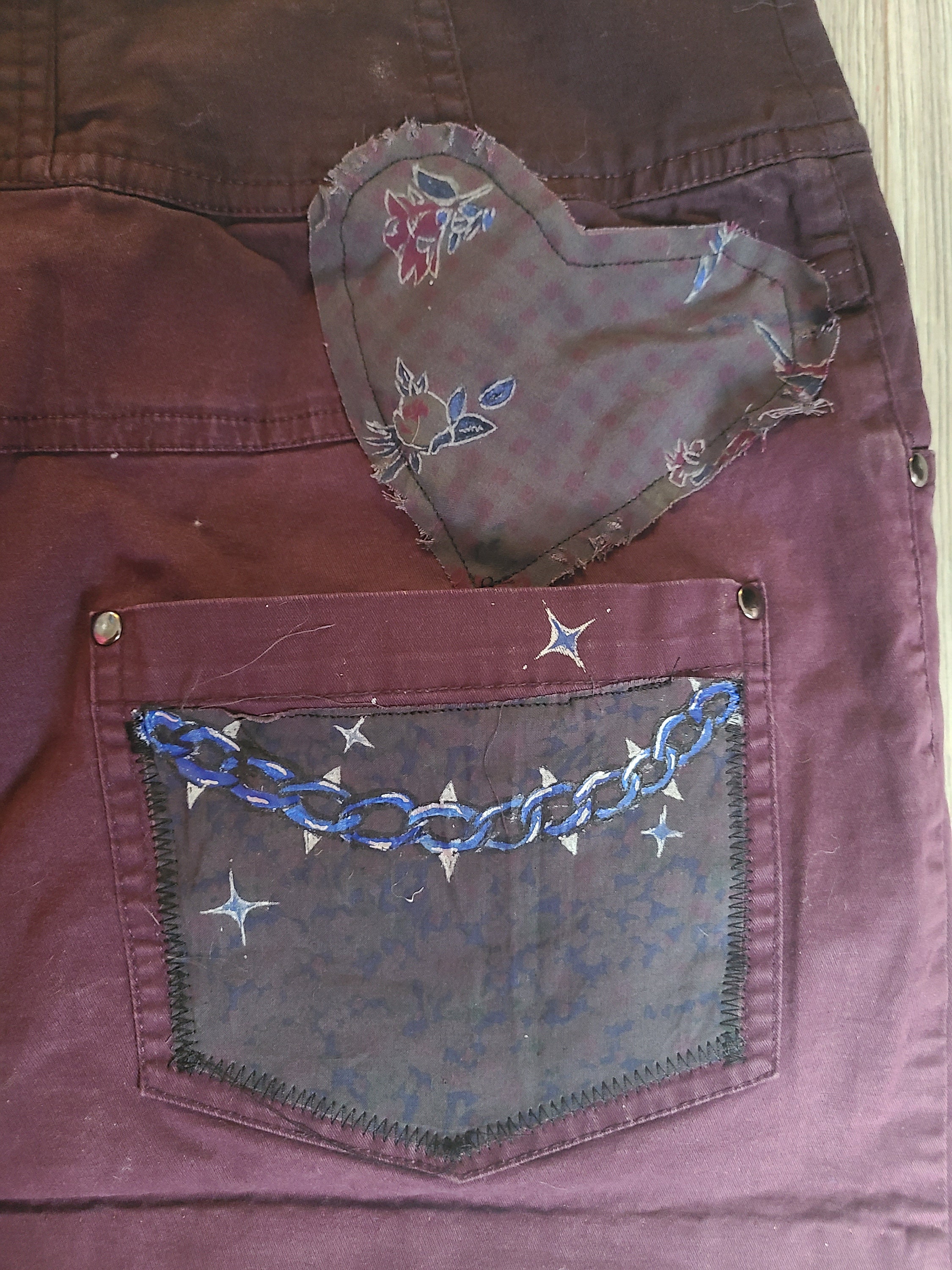 Re-designed Black and Purple Jean Skirt. - Etsy