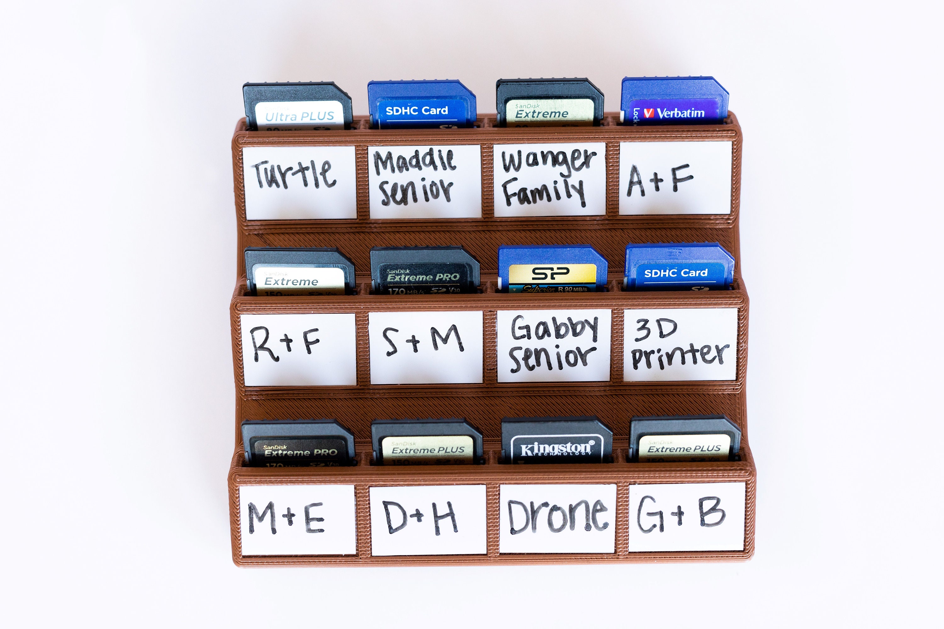 SD Card Holder With Labels 3d Printed 12 Card Slots Organizer ...